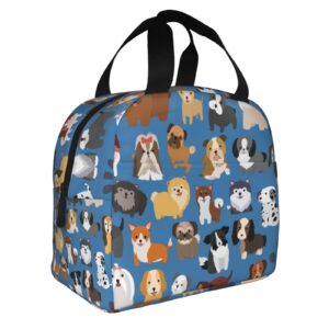 voohddy cute dog puppy insulated lunch bag for men women reusable lunch box container waterproof portable cooler thermal tote bag for work office picnic beach travel