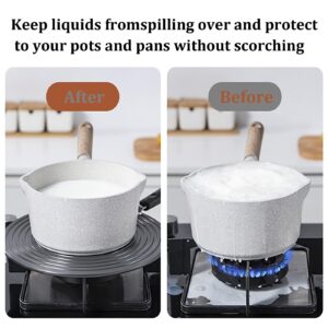 WUWEOT 2 Pack Gas Stove Heat Diffuser, Thicken 6mm Aluminum Gas Adapter Plate, 9.3" Reducer Flame Guard Simmer Ring Hob Plate with Removal Handle for Gas Electric Stove