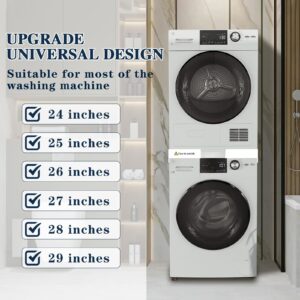 HHXRISE Washer Dryer Stacking Kit, Universal 24/25/ 26/27/ 28/29 Inch Washer and Dryer Stackable, Adjustable Stacking Kit for Washing Machine and Dryer, Connecting Frame with Ratchet Strap