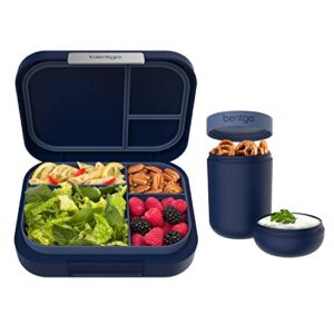 bentgo® modern bento-style lunch box set with reusable snack cup (navy)