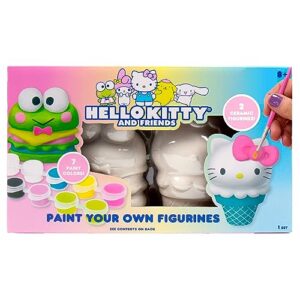 horizon group usa sanrio hello kitty and friends paint your own figurines arts and crafts kit, ceramic paintable hello kitty & keroppi, kawaii painting kit for kids, craft kits for kids 8-12, ages 8+