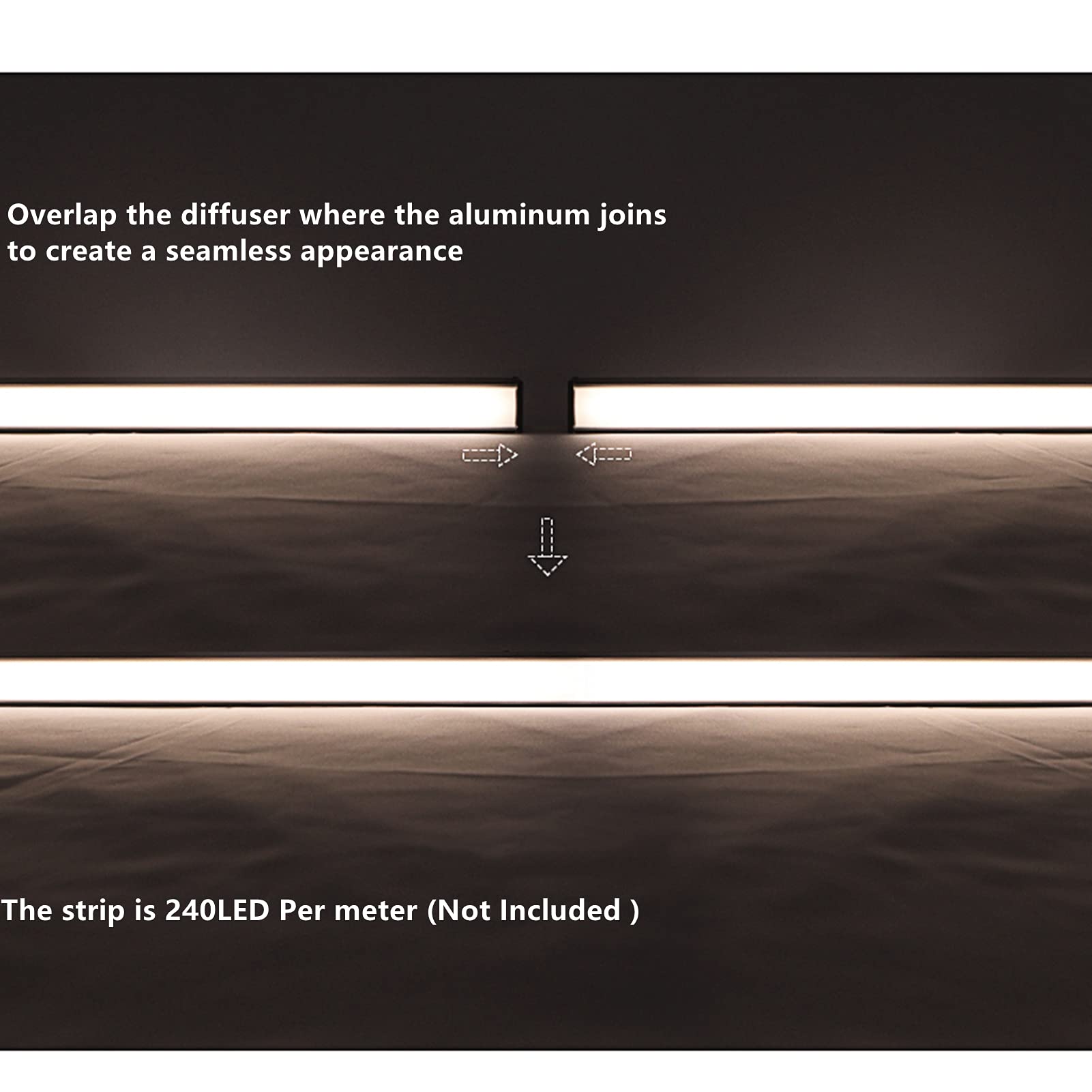 THMOOTHER 6-Pack 16inch Surface Mounted LED Strip Aluminum Channel with Anti UV Diffuser - Enhance Your Lighting with Style and Functionality