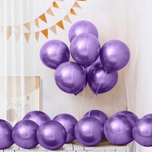 Purple Balloons, 5 Inch Balloons 50pcs, Purple Chrome Balloons, Purple Metallic Balloons, Foil Balloons, Balloons for Party Decoration, Purple Round Balloon Arch