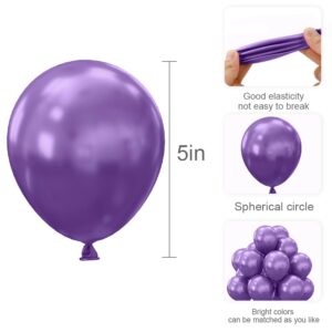 Purple Balloons, 5 Inch Balloons 50pcs, Purple Chrome Balloons, Purple Metallic Balloons, Foil Balloons, Balloons for Party Decoration, Purple Round Balloon Arch