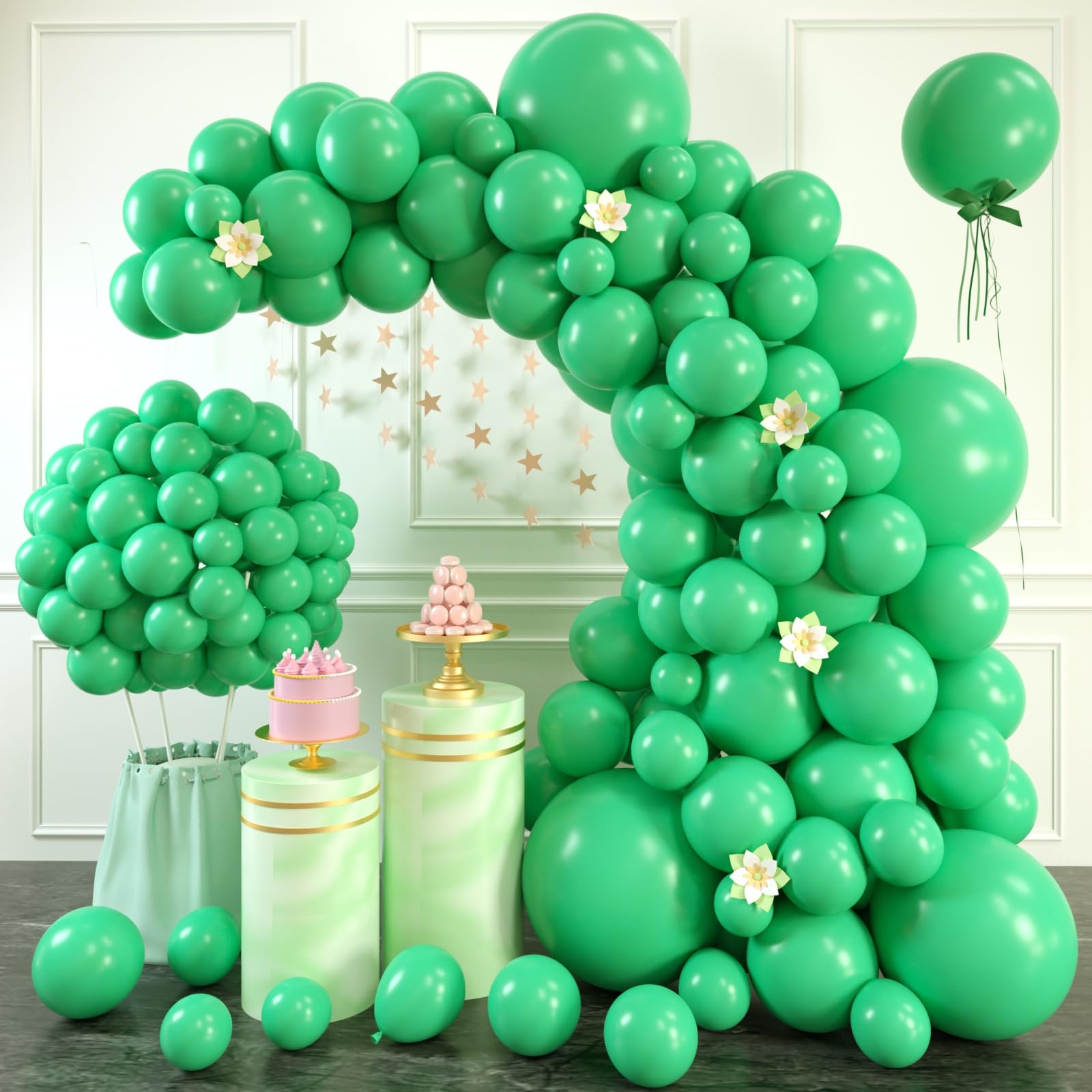 Ponamfo Green Balloons Garland Kit - 154 Pcs 5/10/12/18 Inch Latex Balloon Arch Kit as Birthday Party Balloons Gender Reveal Balloons Baby Shower Balloons Wedding Anniversary Bridal Shower Party