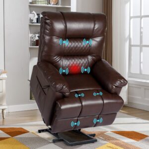 GUEAPY Lift Chair-Power Lift Recliner Chair for Elderly, Power Recliner with Heat and Massage,Electric Recliner Chair with USB & Type-C Ports, Pocket, Infinite Position, Faux Leather