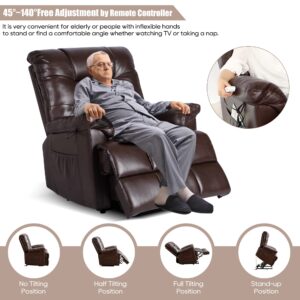 GUEAPY Lift Chair-Power Lift Recliner Chair for Elderly, Power Recliner with Heat and Massage,Electric Recliner Chair with USB & Type-C Ports, Pocket, Infinite Position, Faux Leather