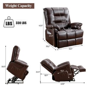 GUEAPY Lift Chair-Power Lift Recliner Chair for Elderly, Power Recliner with Heat and Massage,Electric Recliner Chair with USB & Type-C Ports, Pocket, Infinite Position, Faux Leather