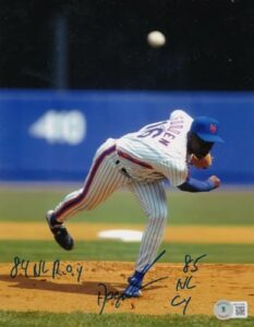 dwight gooden new york mets 84 nl roy / 85 nl cy beckett authentic signed 8x10 - autographed mlb photos