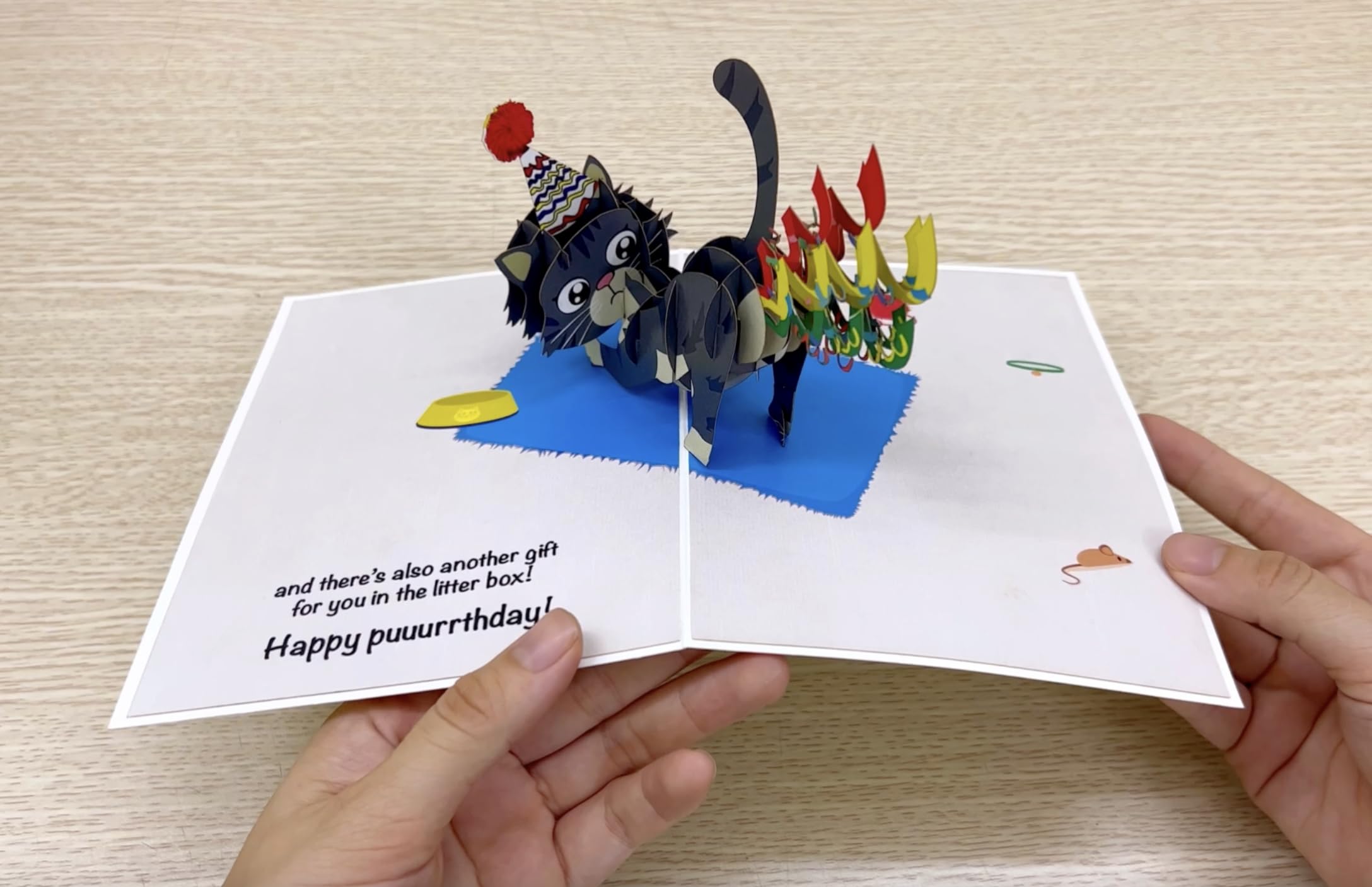 AVINITI Dirty Pop Cards – Obligatory Birthday Card – Funny 3D Cat Birthday Card, Popup Cards for Friend, Mom, Dad, Husband, Wife - 1 Card 5 x 7 inch, 1 Notepaper, 1 Envelope (Farting Cat 2)