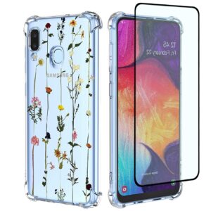 gtbdeki phone case for galaxy a40 case,samsung a40 sm-a405f case with screen protector, clear case with flower garden patterns protective phone cover for samsung galaxy a40 floral garden