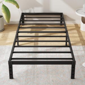 cieemine 12 inch twin bed frames, heavy duty metal bed frame twin size, no box spring needed, easy assembly, noise-free, black