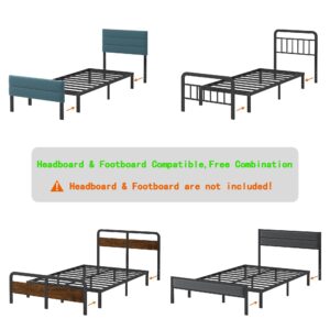 Cieemine 12 Inch Twin Bed Frames, Heavy Duty Metal Bed Frame Twin Size, No Box Spring Needed, Easy Assembly, Noise-Free, Black