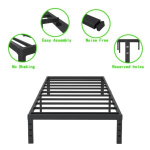 Cieemine 12 Inch Twin Bed Frames, Heavy Duty Metal Bed Frame Twin Size, No Box Spring Needed, Easy Assembly, Noise-Free, Black