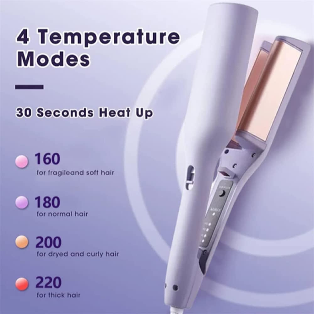 Rommantic French Egg Roll Curling Iron ，Water Ripple V-Shaped Ionic Hair Curling Iron Styling Tools，Hair Curler Crimper Styling Tools & Appliances with Multifunctions (Pink)