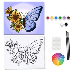 vallsip canvas painting kits pre drawn canvas for painting for adults paint and sip party supplies stretched canvas to paint games ladies night flowers butterfly art set