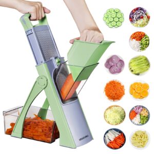 vegguru safer mandoline food slicer, thickness adjustable vegetable chopper, onion chopper potato slicer tomato cutter dicer, multifunctional kithcen food fruit chopper