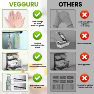 VEGGURU Safer Mandoline Food Slicer, Thickness Adjustable Vegetable Chopper, Onion Chopper Potato Slicer Tomato Cutter Dicer, Multifunctional Kithcen Food Fruit Chopper