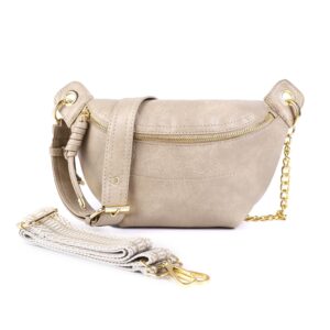 fanny packs for women cross body leather belt bag sling bag for women crossbody purse fashion waist packs with two strap