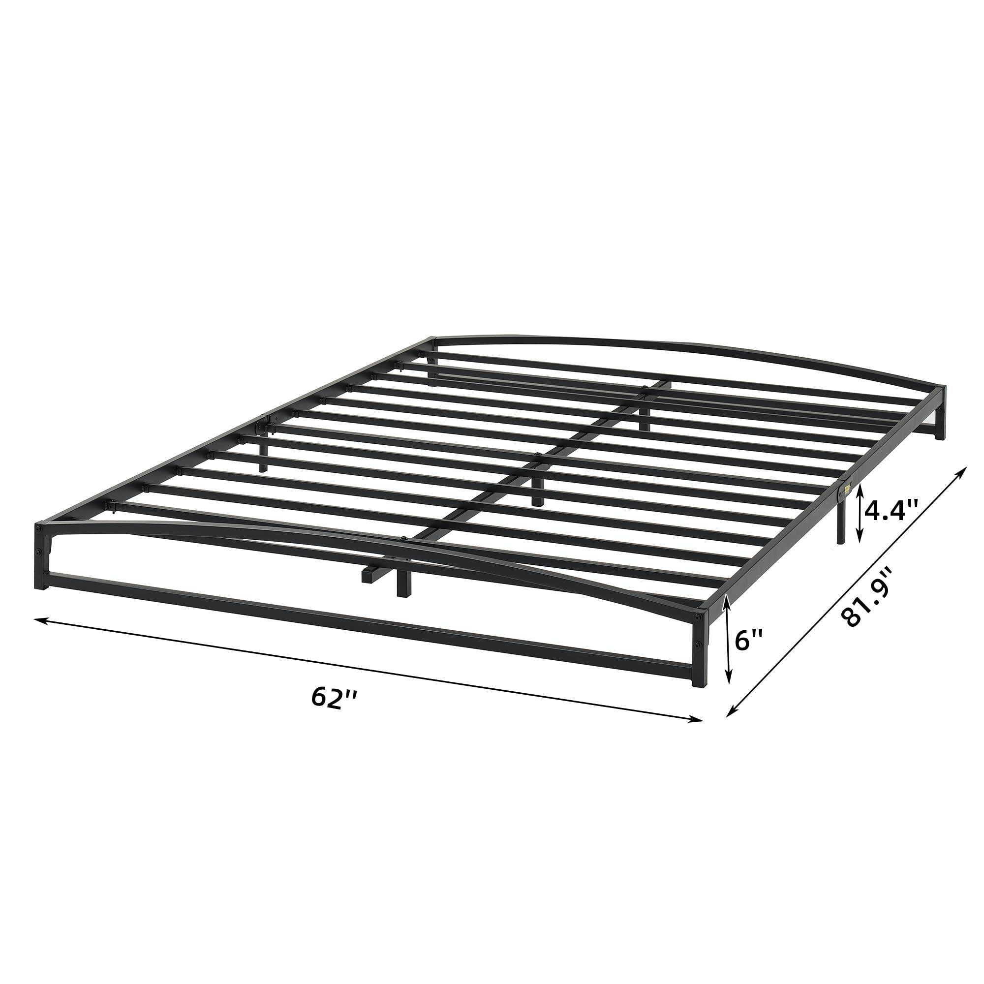 IDEALHOUSE Queen Bed Frame Low Profile, 6 Inches Black Metal Queen Size Platform Bed Frame, Mattress Foundation, No Box Spring Needed (6 inches, Queen)