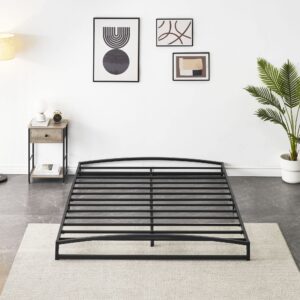 IDEALHOUSE Queen Bed Frame Low Profile, 6 Inches Black Metal Queen Size Platform Bed Frame, Mattress Foundation, No Box Spring Needed (6 inches, Queen)