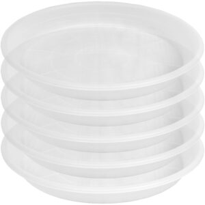 saucerhome 5 packs plant saucer pot tray 6 8 10 12 14 16 19 20 inch plastic flower planter saucers and drip trays for indoors outdoors, heavy durable plant plate water catcher (6 inch clear)