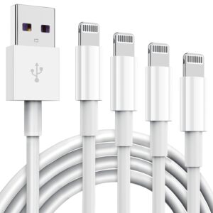 tumaber 5 pack apple mfi certified iphone charger cable 3ft, lightning to usb cord 3 foot, 2.4a fast charging,apple phone long chargers for 13/12/11/11pro/11max/ x/xs/xr/xs max/8/7/6, white (c36w6)