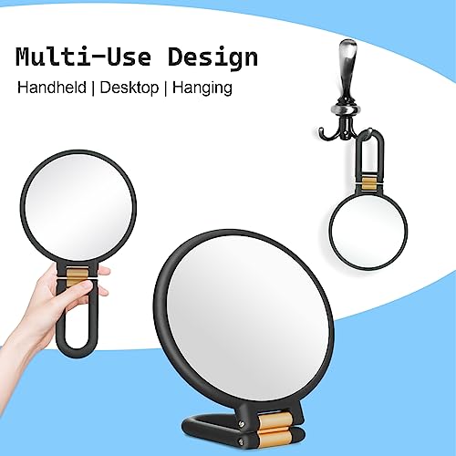 Sifolo 30x Magnifying Mirror, Travel Hand Mirrors with Handle - Double Side Handheld Mirror with 1X 30X Magnification & Adjustable Handle/Stand, Hand Held Foldable Travel Mirror for Makeup(Black)