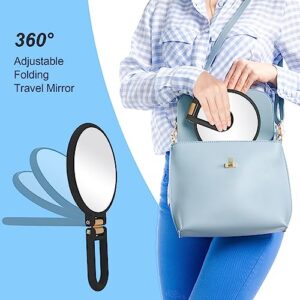 Sifolo 30x Magnifying Mirror, Travel Hand Mirrors with Handle - Double Side Handheld Mirror with 1X 30X Magnification & Adjustable Handle/Stand, Hand Held Foldable Travel Mirror for Makeup(Black)