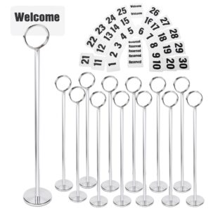 12 pc table numbers 12 inch tall , table number holders with table numbers welcome and reserved cards , place cards , wedding table numbers , reserved table sign , menu holder , picture photo holder