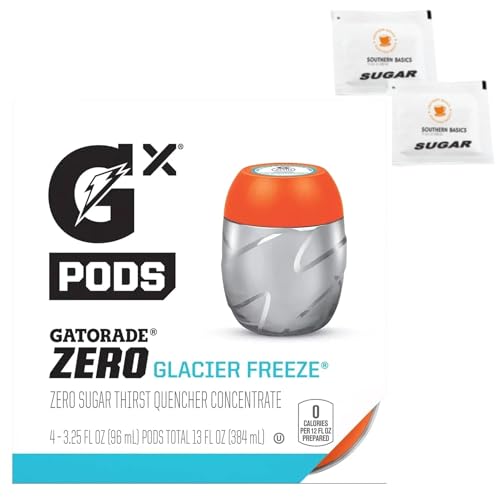 SOUTHERN BASICS Gatorade Gx Hydration System, Non-Slip Gx Squeeze Bottles Or Gx Sports Drink Concentrate Pods (4 Count) (Glacier Freeze Zero)