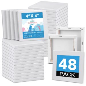 esrich mini canvases for painting 4x4 canvas value pack for 48pcs, 2/5in thickness small canvas, blank canvas bulk are great for school projects,kids birthday party and wall decoration., white