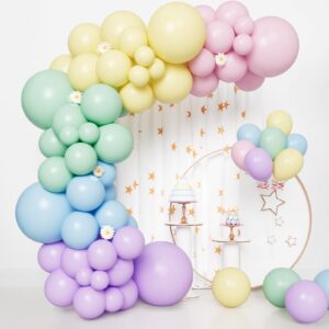 bonropin rainbow pastel balloon arch kit with assorted color balloons garland pastel party balloons pastel blue pink green yellow purple balloons for baby shower wedding birthday party supplies