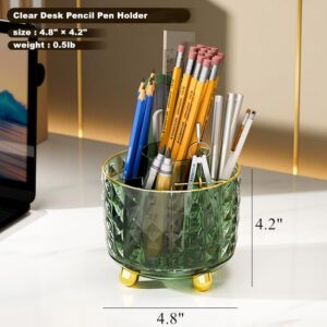 Laloblue Pencil Holder For Desk, Pen Holder, 6 Slots 360° Degree Rotating Desk Organizers and Accessories, Cute Pencil Cup for Desk, Office, School, Home, Green