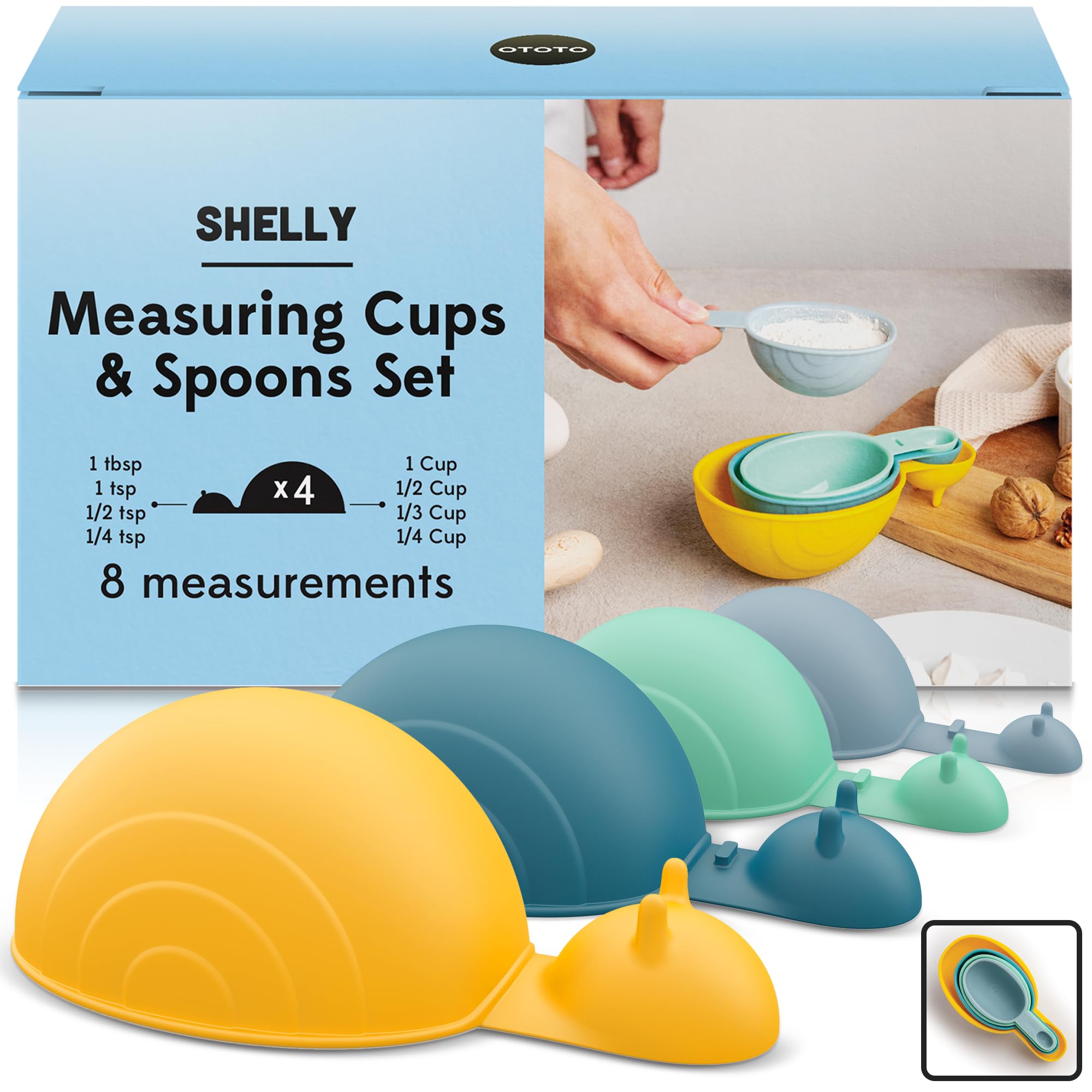 NEW!! OTOTO Measuring Spoons Set - Teaspoons for Dry & Liquid Ingredients, BPA-free & Dishwasher Safe, Funny Gifts, Cute Kitchen Accessories, Baking Accessories, Unique Kitchen Gadgets (Shelly)