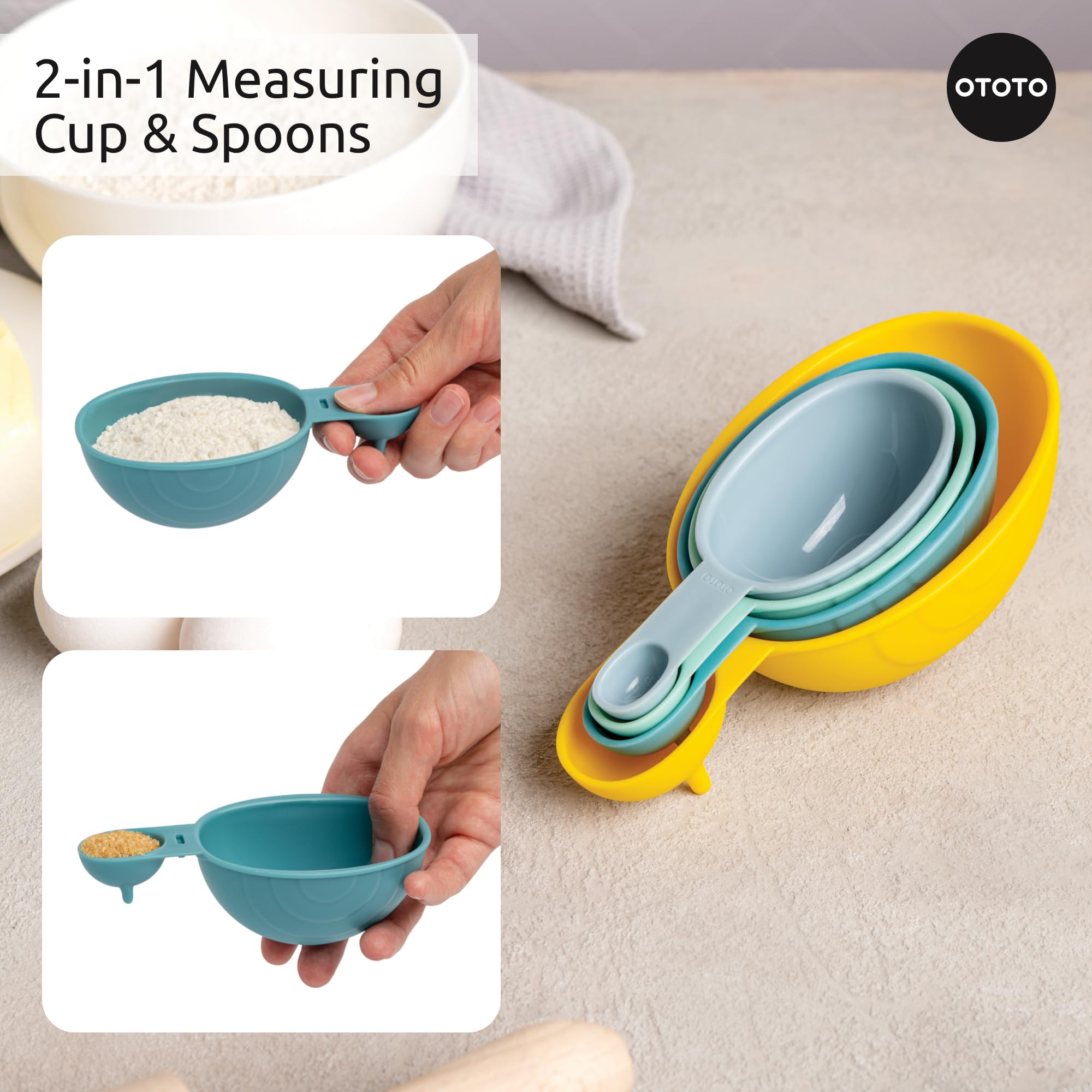 NEW!! OTOTO Measuring Spoons Set - Teaspoons for Dry & Liquid Ingredients, BPA-free & Dishwasher Safe, Funny Gifts, Cute Kitchen Accessories, Baking Accessories, Unique Kitchen Gadgets (Shelly)