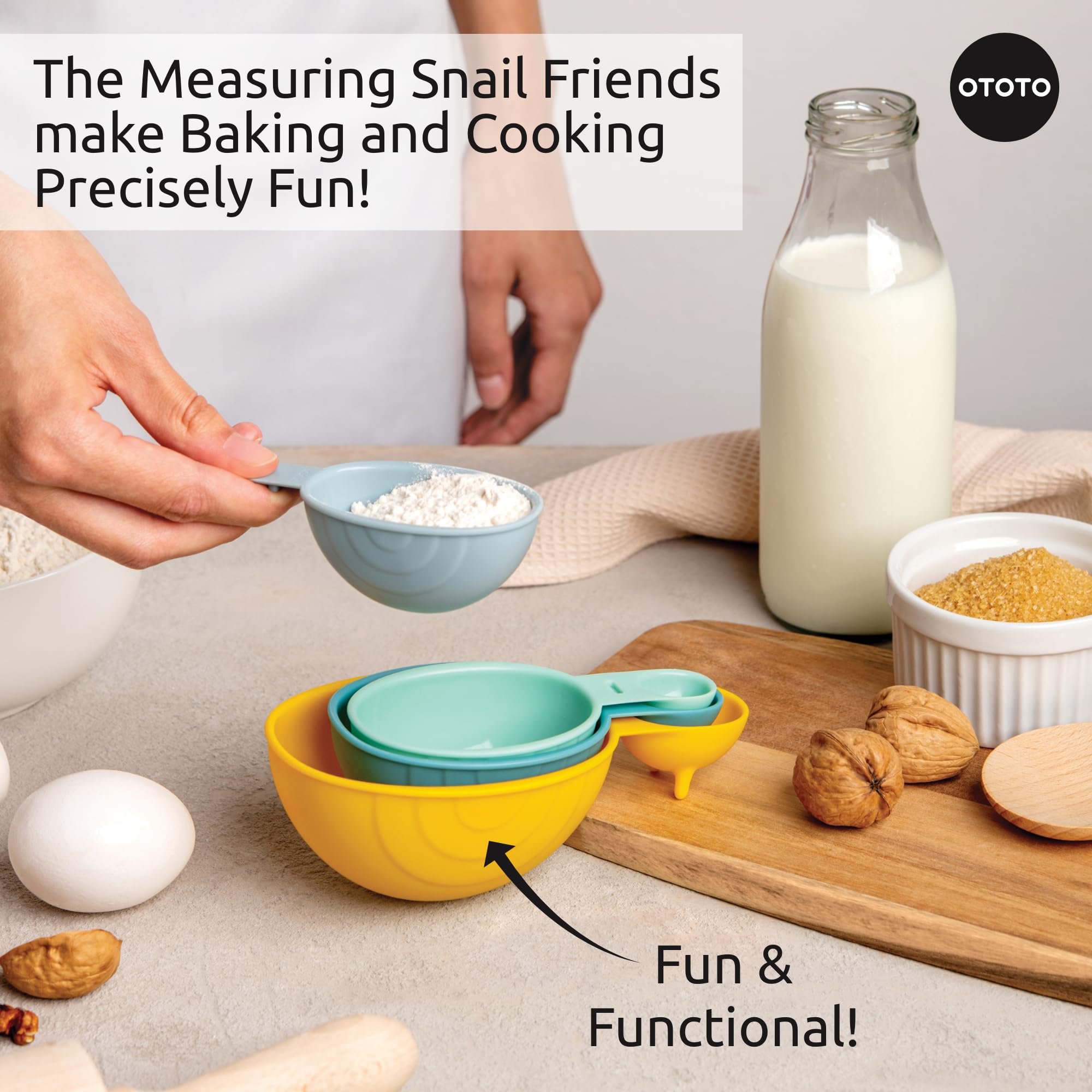 NEW!! OTOTO Measuring Spoons Set - Teaspoons for Dry & Liquid Ingredients, BPA-free & Dishwasher Safe, Funny Gifts, Cute Kitchen Accessories, Baking Accessories, Unique Kitchen Gadgets (Shelly)