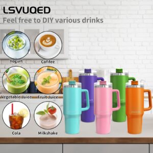 LSVUQED Tumbler Cups, 40 oz Tumbler with Handle and Straw Lid Insulated Reusable Stainless Steel Travel Mug Keeps Drinks Insulation up to 12 Hours.(Blue)