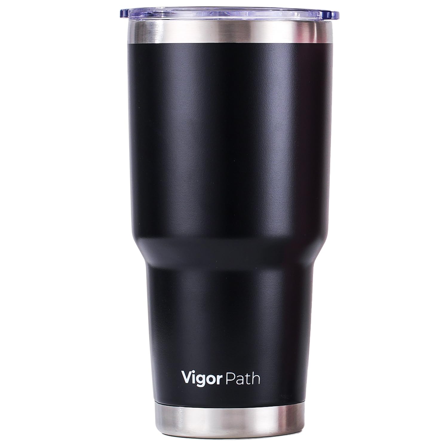 VIGOR PATH Insulated Tumbler Cup with Slide Lid, Double-Walled Vacuum Stainless Steel Water Bottle Travel Mug - Leak-Proof Thermal Cup for Home and Outdoor Adventures - 30oz (Black)