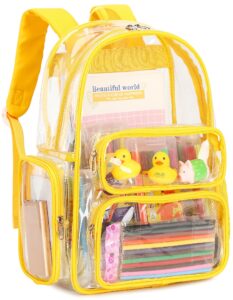 camtop clear backpack heavy duty pvc transparent bag see through bookbag for student school work festival sport travel(17 inch,yellow)