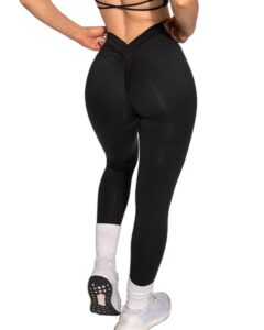 danysu women's v cut leggings for women v-back scrunch butt leggings soft high waisted booty tights workout gym yoga pants black s