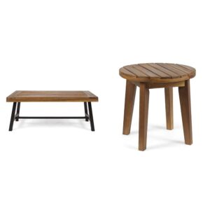 christopher knight home carlisle outdoor acacia wood coffee table + christopher knight home parker outdoor 16" acacia wood side table