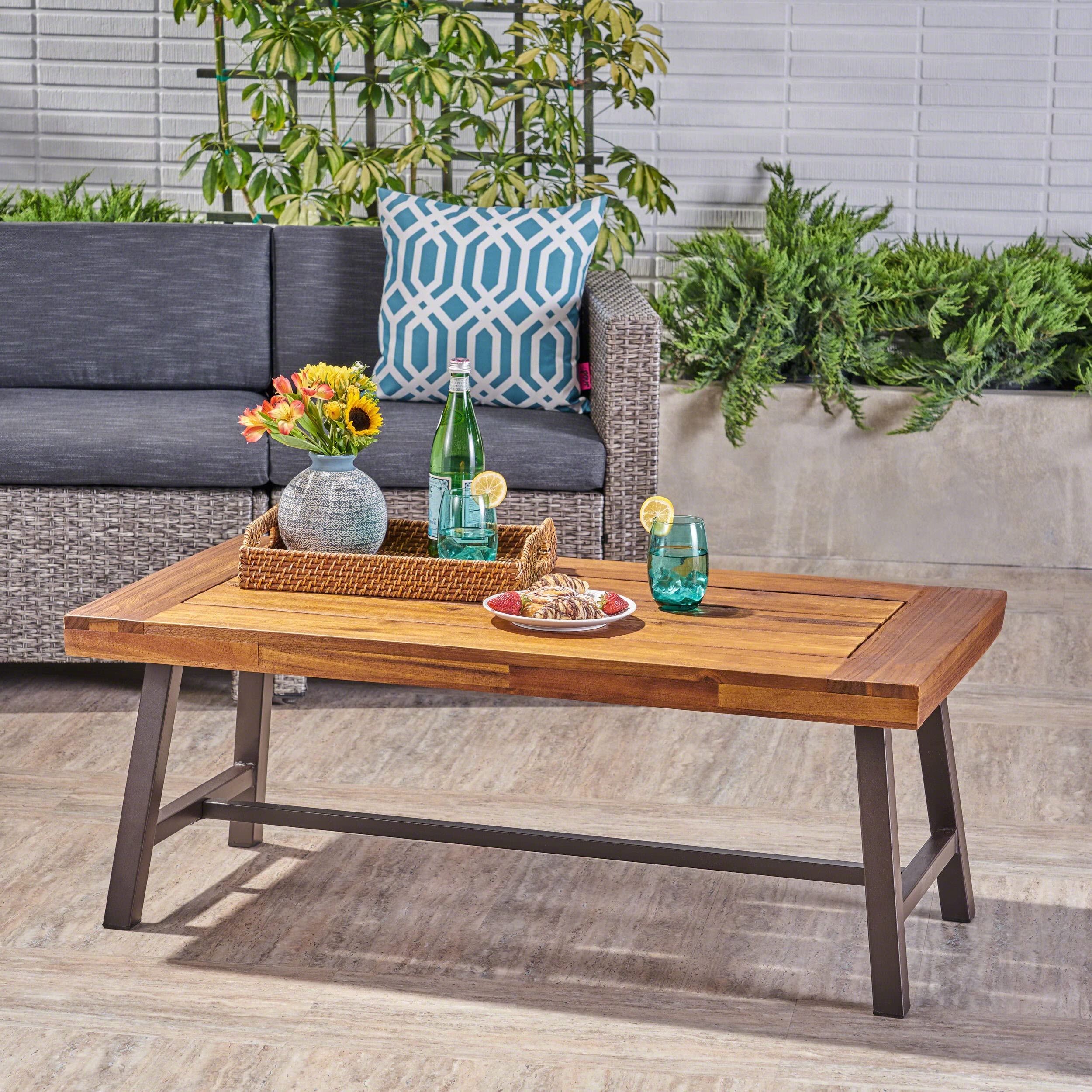 Christopher Knight Home Carlisle Outdoor Acacia Wood Coffee Table + Christopher Knight Home Parker Outdoor 16" Acacia Wood Side Table