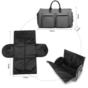 Rolling Garment Bags,Garment Bag with Wheels Travel Garment Bag with Shoe Compartment Rolling Duffle Bag with Wheels Trolley Suit Bag Overnight Weekender Bags for Women or Men-Grey