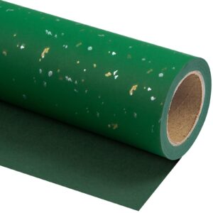 wrapaholic wrapping paper roll - mini roll - 17 inch x 16.5 feet - green gold foil design with silky touch perfect for birthday, holiday, wedding, baby shower