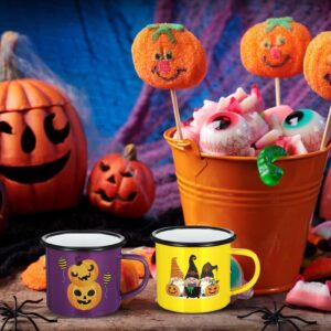 Dandat 12 Pieces Halloween Coffee Mugs Happy Halloween Coffee Cups Enamel Coffee Mug 12 oz Halloween Decorations Mugs for Halloween Party Gift Dinner Drinks Supplies