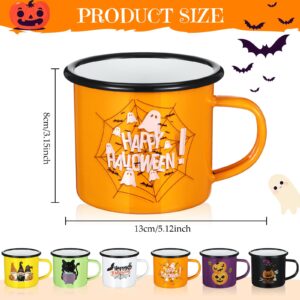 Dandat 12 Pieces Halloween Coffee Mugs Happy Halloween Coffee Cups Enamel Coffee Mug 12 oz Halloween Decorations Mugs for Halloween Party Gift Dinner Drinks Supplies