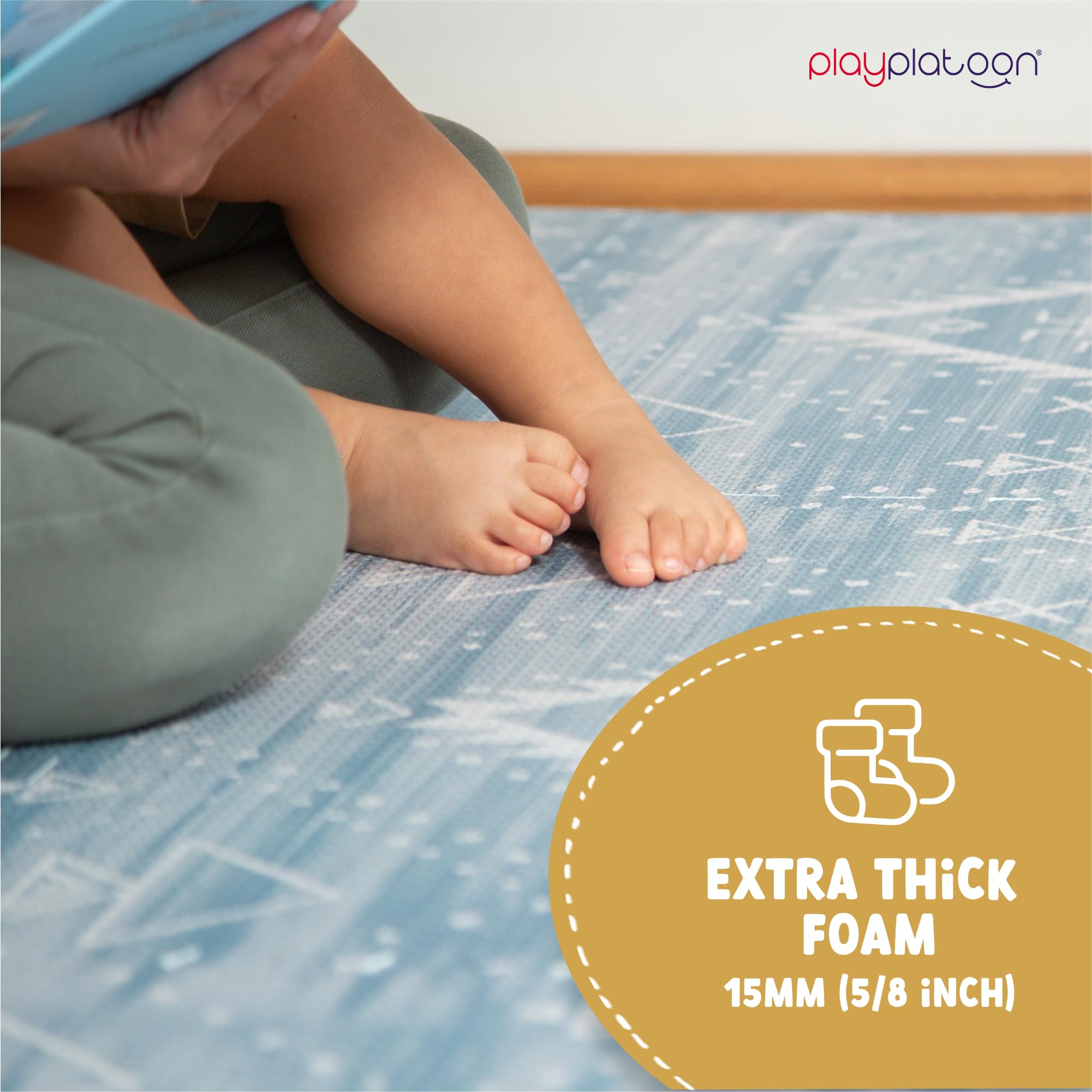 Play Platoon Non-Toxic Large Kids Play Mats for Floor, 9 Tiles, 72 x 72 inch - Extra-Thick Foam Tiles, 24 x 24 inch Puzzle Mat Pieces, Neutral Playmat for Toddlers & Childrens Playroom – Saguaro Print