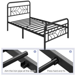 Topeakmart Twin Bed Frames Metal Platform Bed with Sparkling Star-Inspired Design Headboard and Footboard/13 Inch Underbed Storage/No Box Spring Needed/Sturdy Slat Support, Black Twin Bed