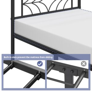 Topeakmart Twin Bed Frames Metal Platform Bed with Sparkling Star-Inspired Design Headboard and Footboard/13 Inch Underbed Storage/No Box Spring Needed/Sturdy Slat Support, Black Twin Bed